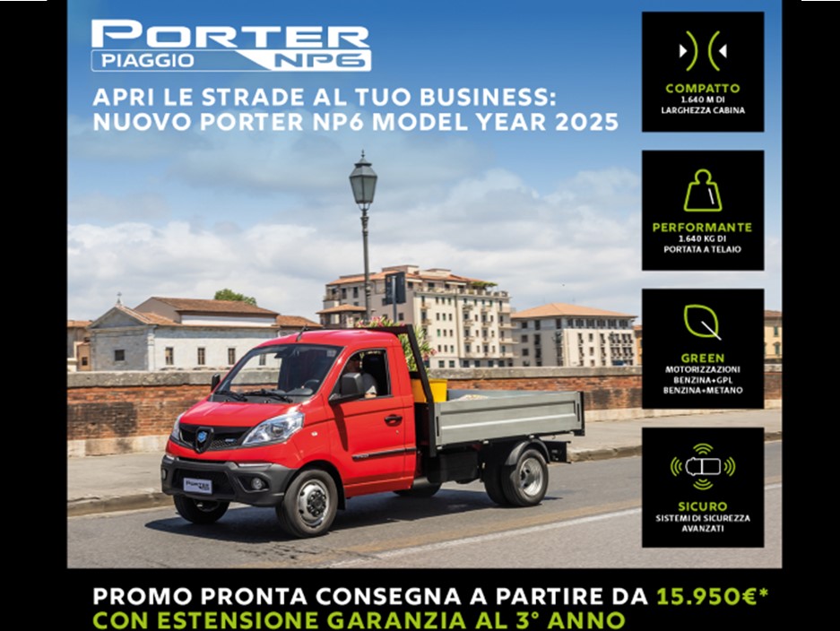 Piaggio PORTER NP6: in pronta consegna a partire da 15.950€! - Iveco ...